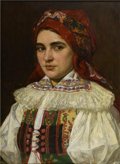 F. Svoboda | Portrait of a woman in Czech costume (1904) | MutualArt