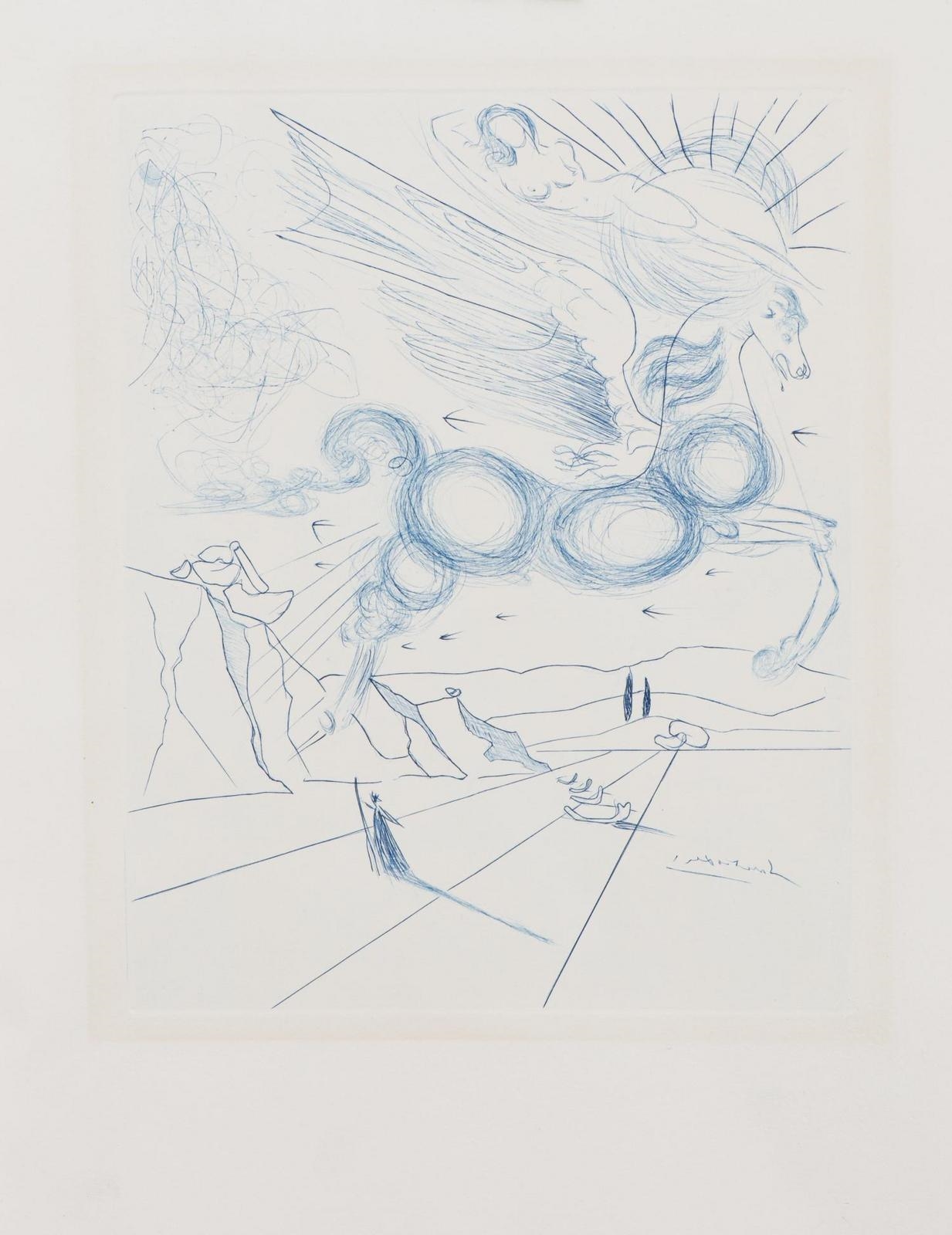 Salvador Dalí | PÉGASE EN VOL AVEC ANGE (1970) | MutualArt