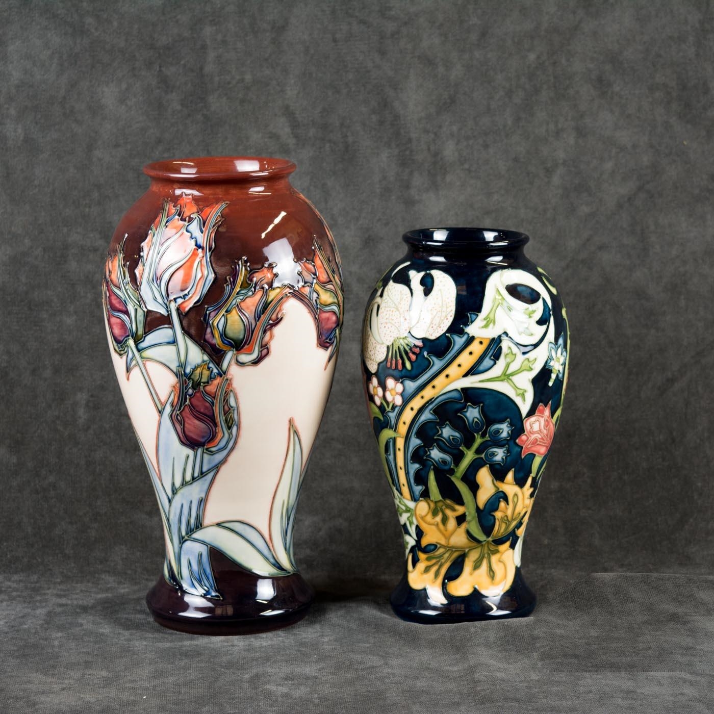 William Moorcroft | TWO ENGLISH WILLIAM MOORCROFT ART POTTERY VASES ...