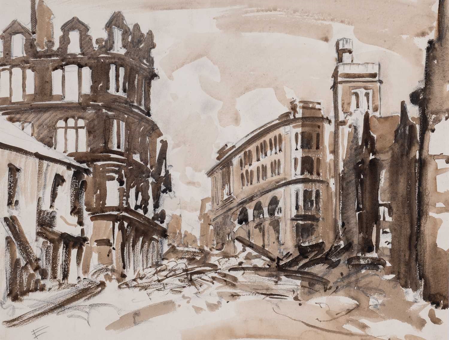 Will Evans | ‡ WILL EVANS pen and inkwash - view of a Swansea town ...