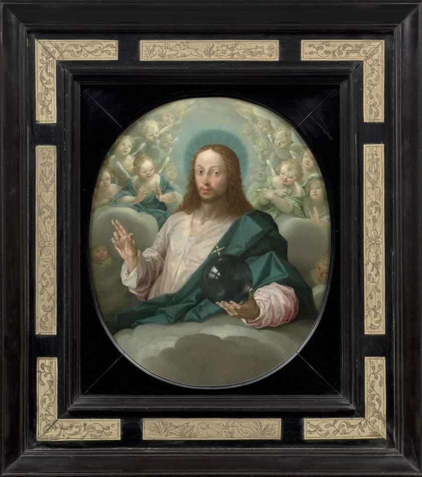 Prague School, 17th century | Le Christ Salvator Mundi entouré d'anges | MutualArt