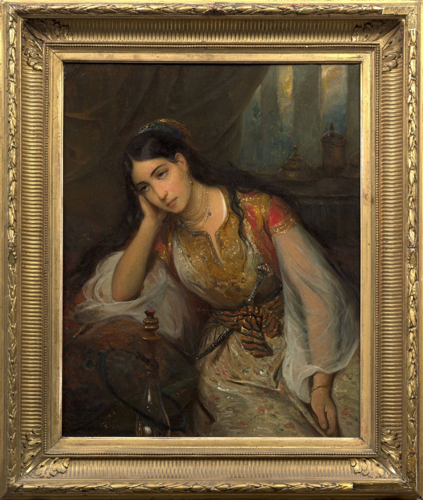 François-Auguste Biard | Jeune femme au narguilé (1799) | MutualArt