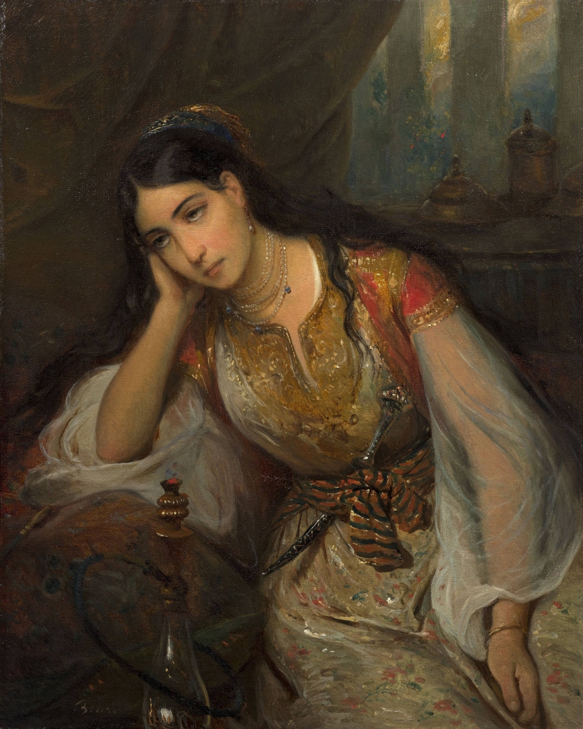François-Auguste Biard | Jeune femme au narguilé (1799) | MutualArt