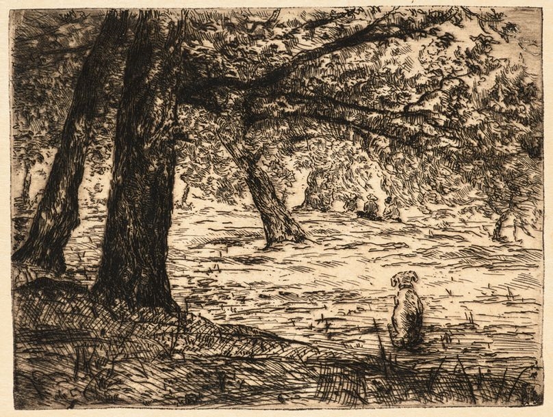 Henri Stanislas Rouart | Undergrowth with dog | MutualArt