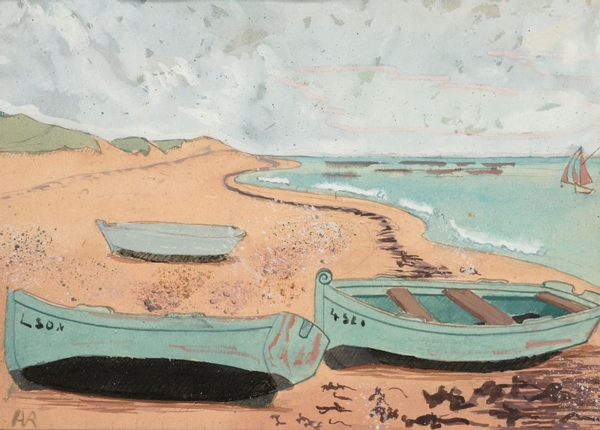 Augustin Rouart | Boats on the beach at Noirmoutier | MutualArt