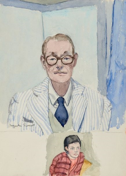 Augustin Rouart | Self-portrait, a child's portrait at the bottom ...