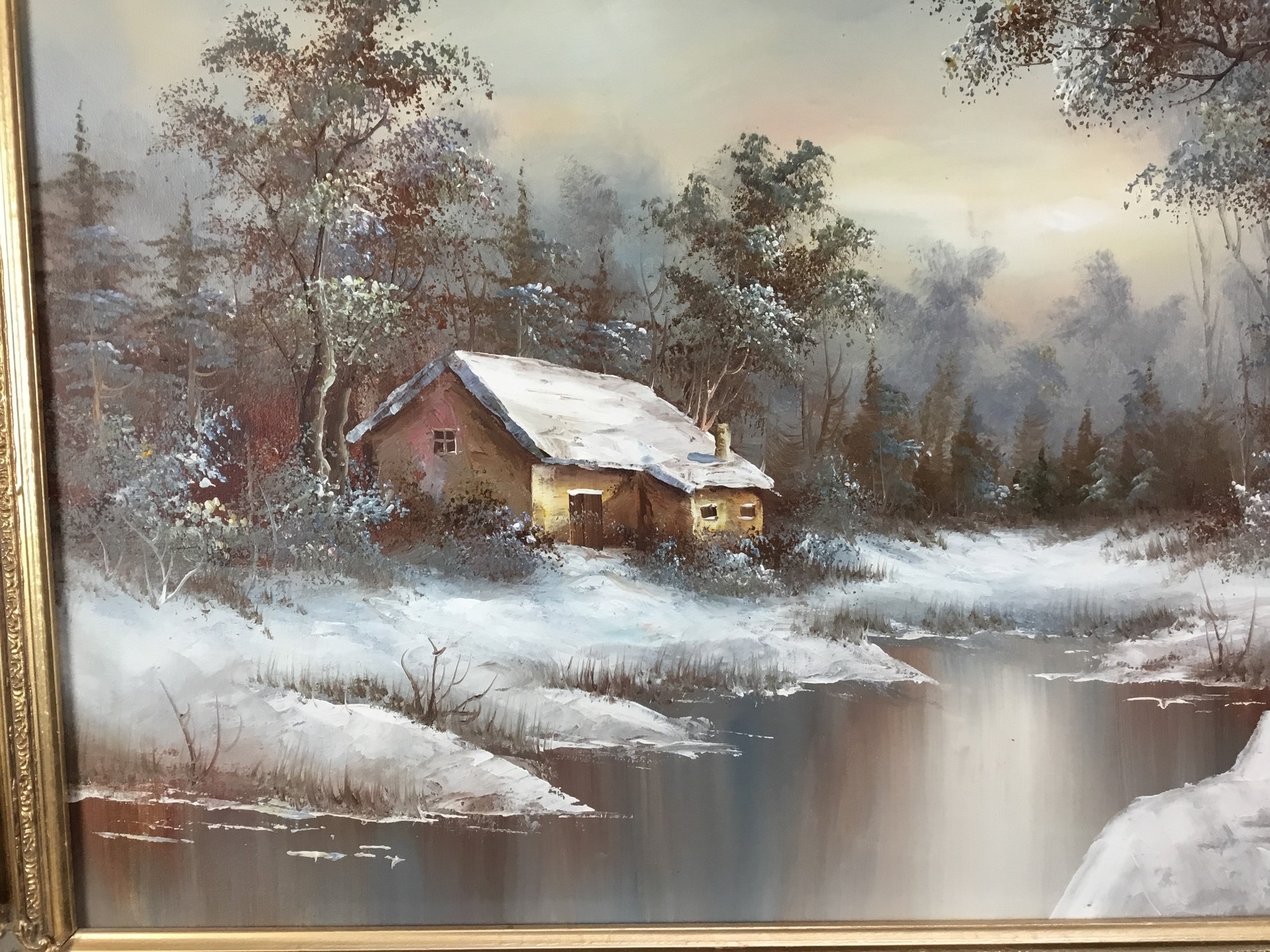 Irene Cafieri | winter woodland scene with cottage in foreground ...