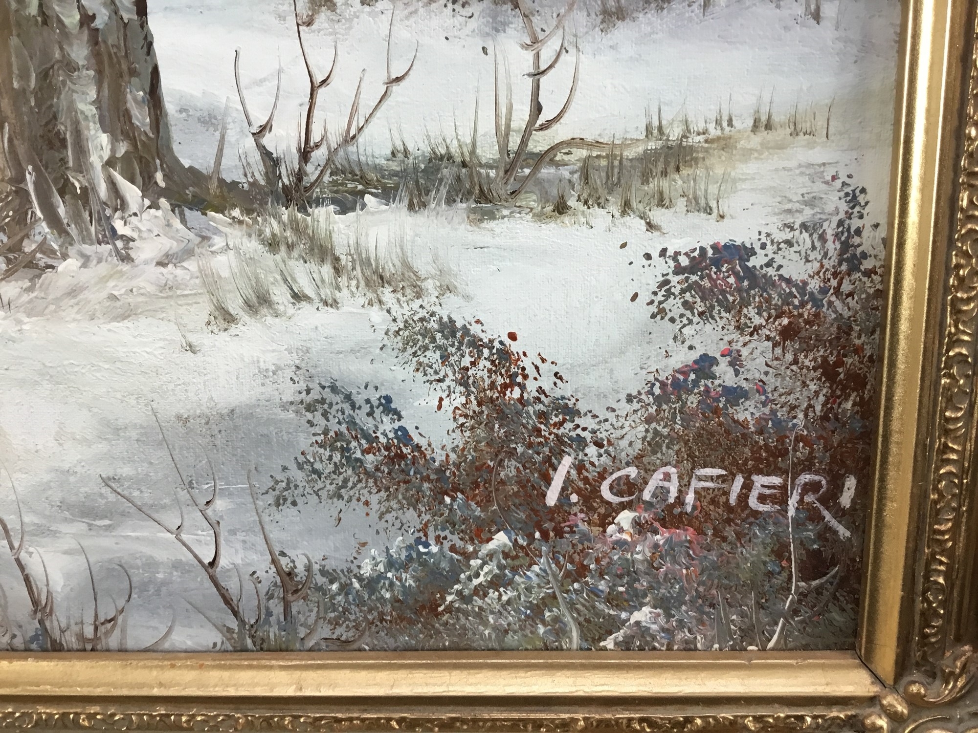 Irene Cafieri | winter woodland scene with cottage in foreground ...