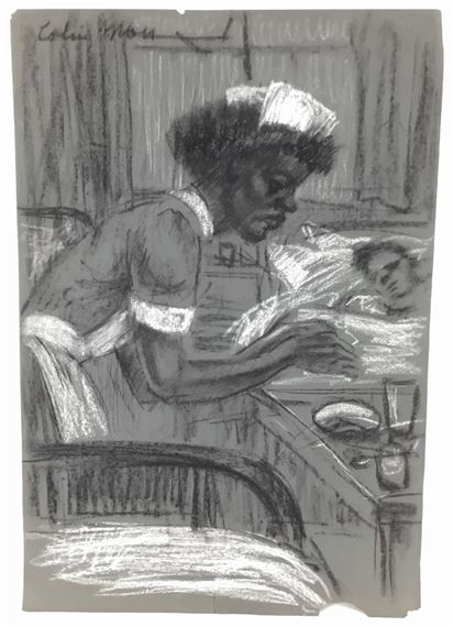 Colin Moss | nurse by the bedside | MutualArt