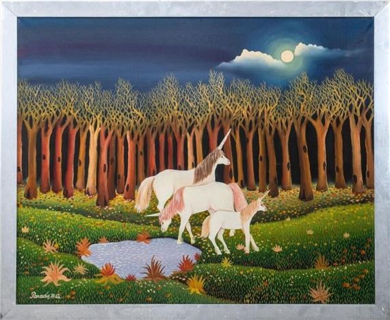Branko Paradis | Branko Paradis Unicorn Family Oil on Canvas (1978 ...