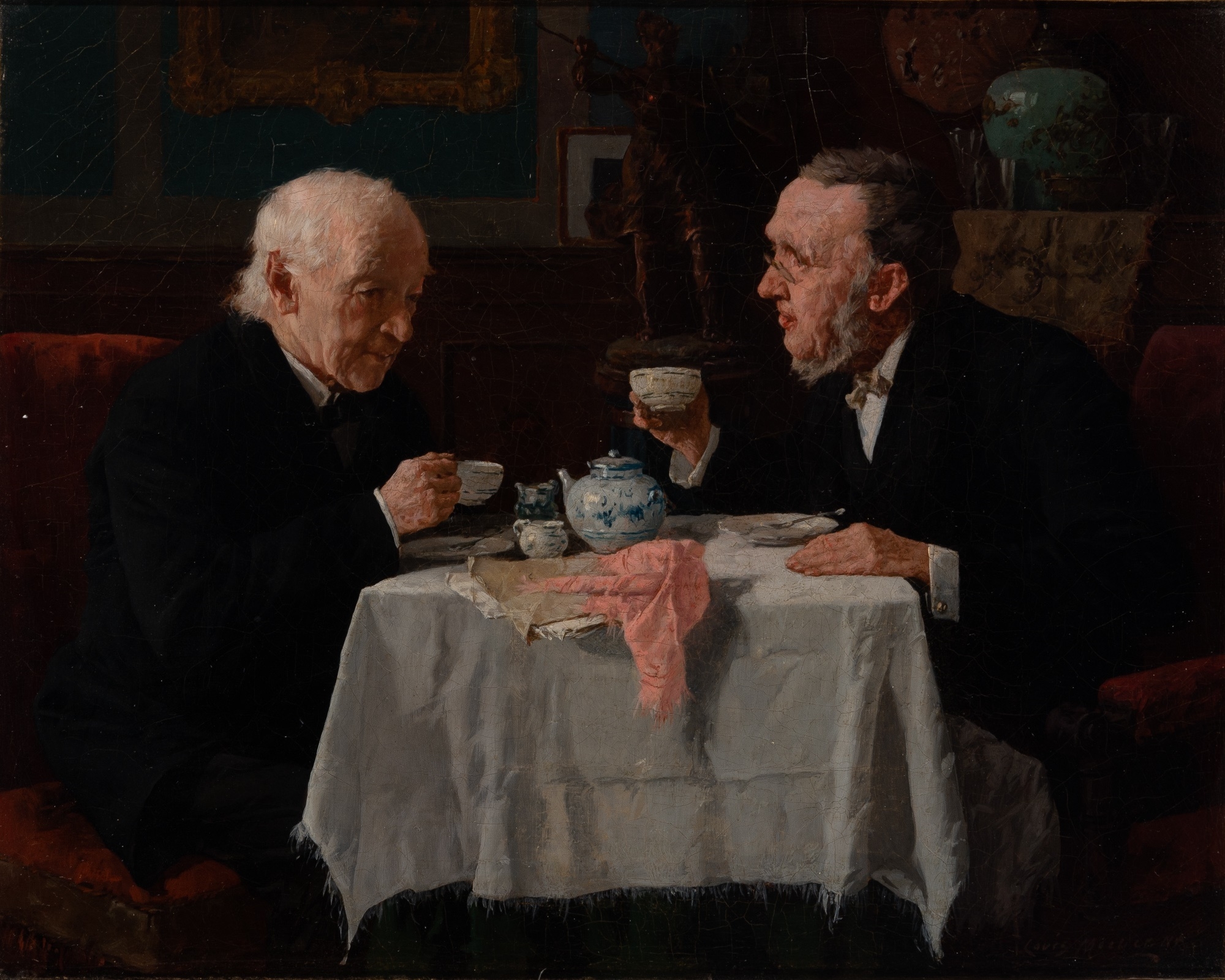 Louis Charles Moeller | Elegant Woman Looking at a Print (1885) | MutualArt