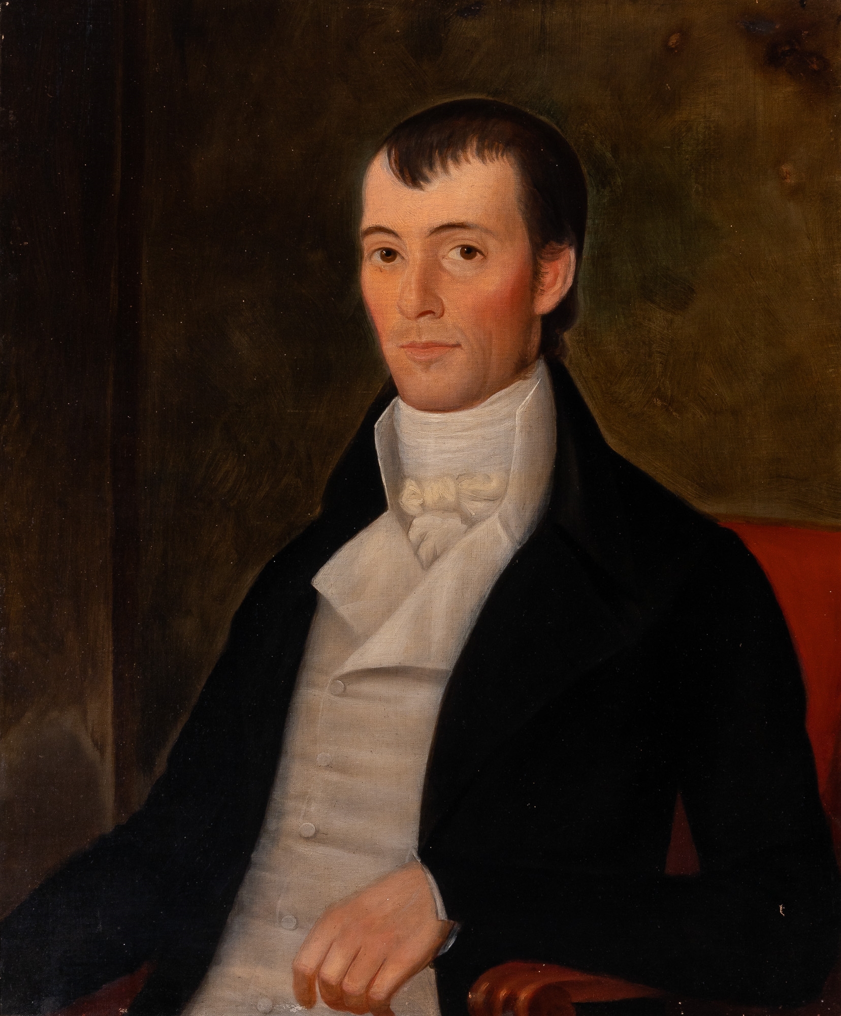 American School, 19th Century | Portrait of a Man in a High White ...