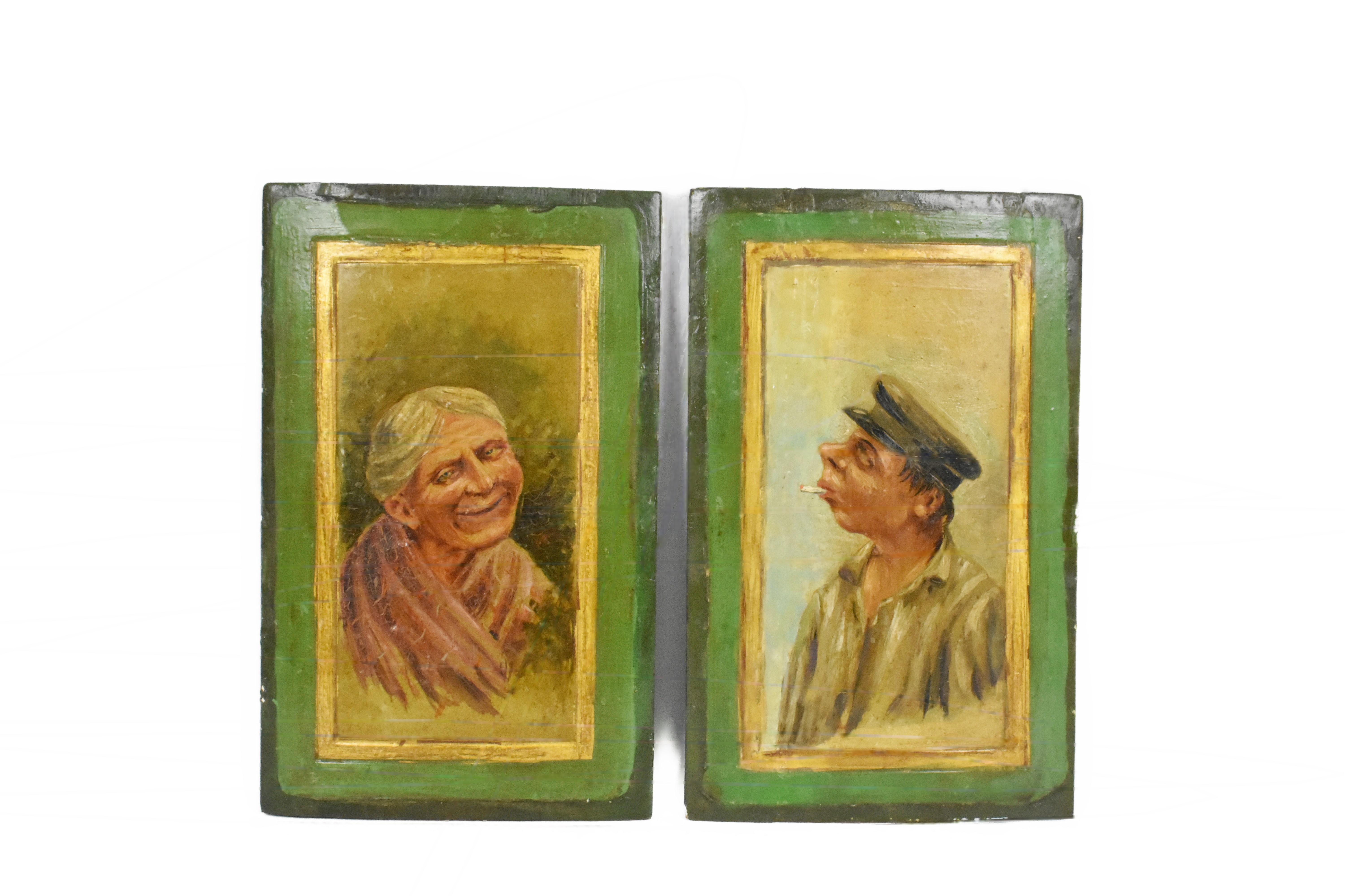 David Burliuk | Two Portraits of Russian Peasants | MutualArt
