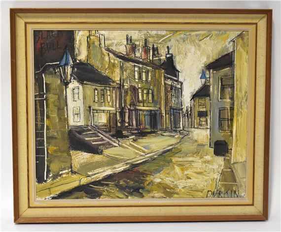 Tom Durkin | street scene with Black Bull pub | MutualArt