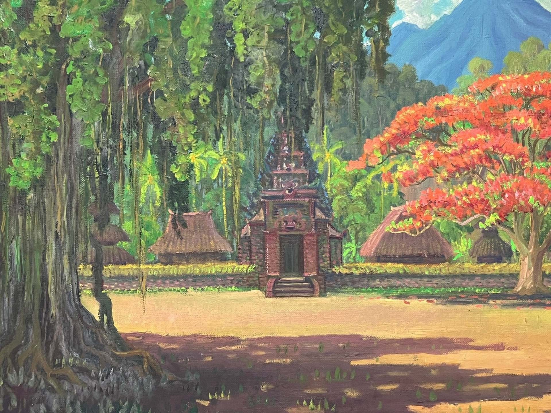 Kartono Yudhokusumo | Bali Landscape with Temple and Royal poinciana ...