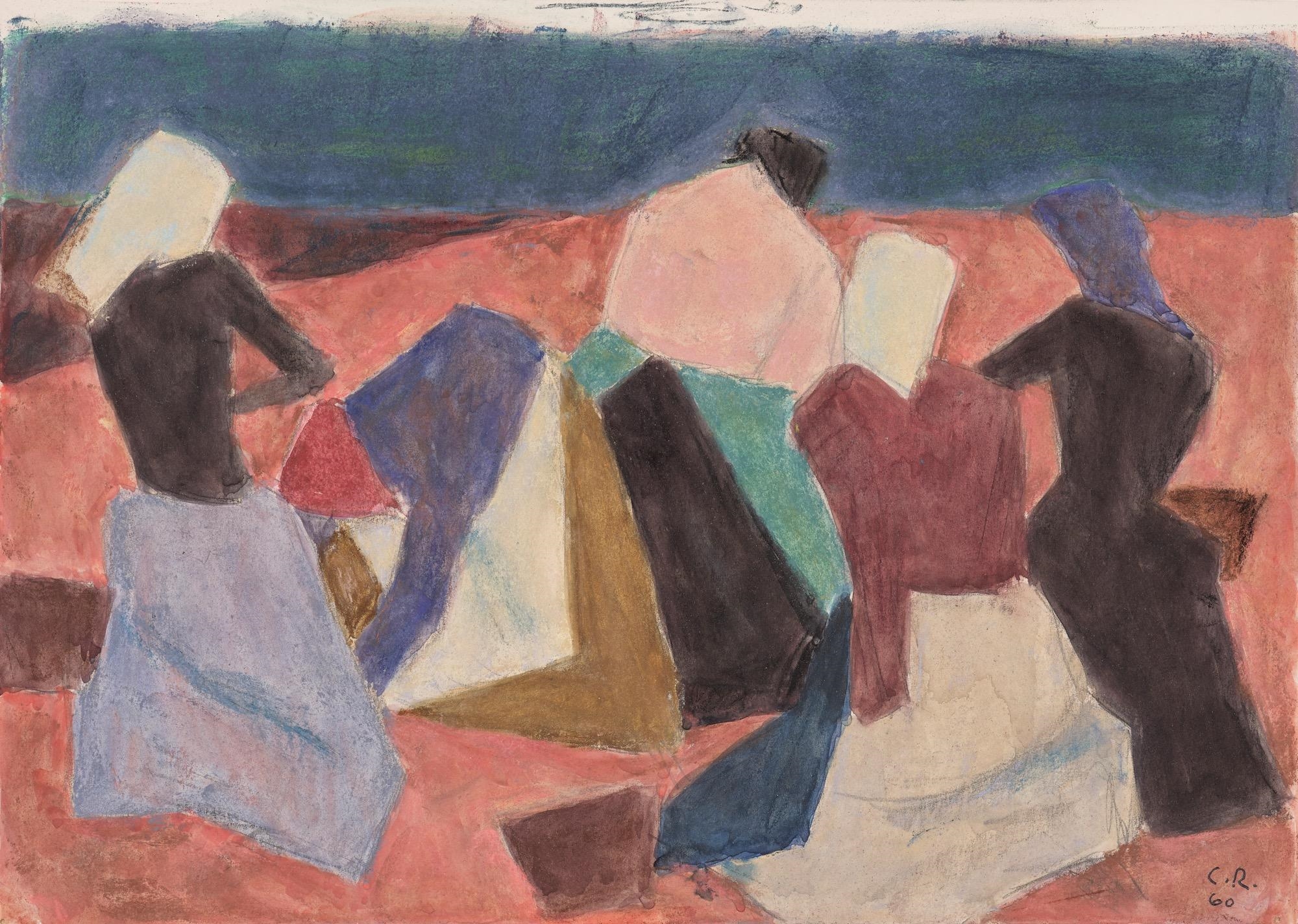 Carl Roesch | Fünf Bäuerinnen auf dem Feld (1960) | MutualArt