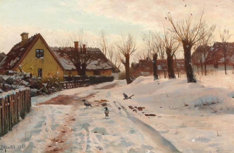 Peder Mork Monsted | Winter scene from Værløse (1915) | MutualArt
