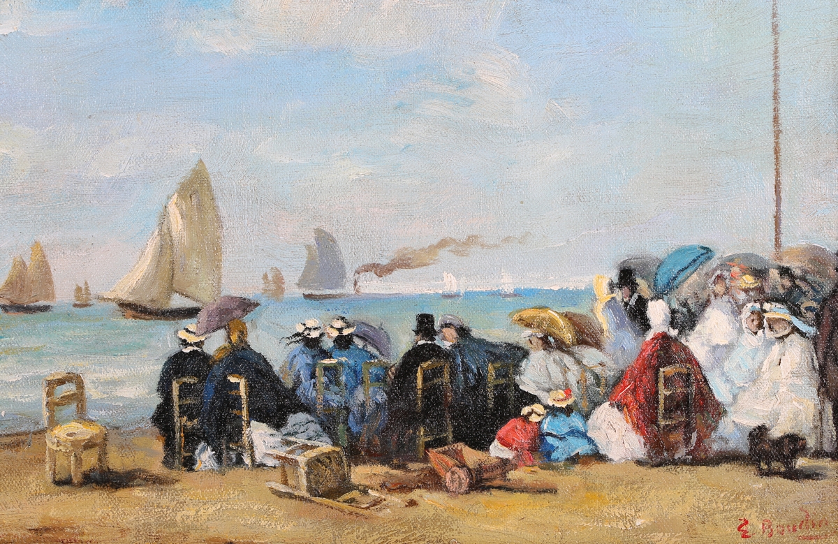 Eugène Louis Boudin | Caudebec-en-Caux, Bateaux sur la Seine | MutualArt