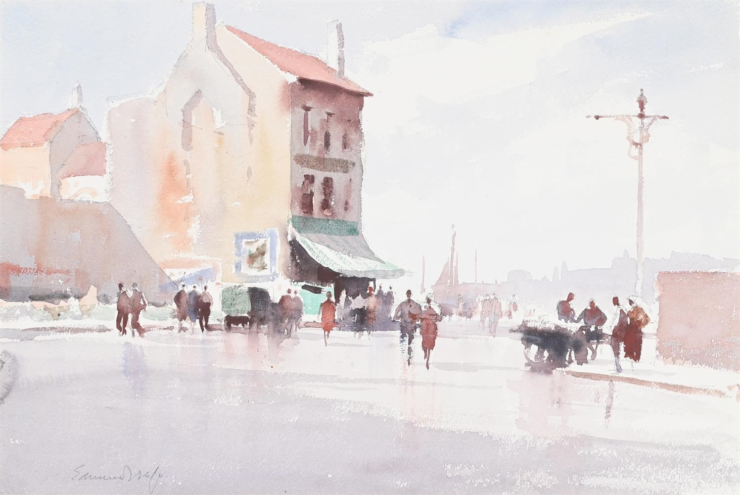 Edward Brian Seago | RAINY STREET SCENE, DIEPPE | MutualArt