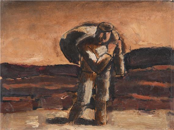 Josef Herman | PEASANT CARRYING A SACK | MutualArt
