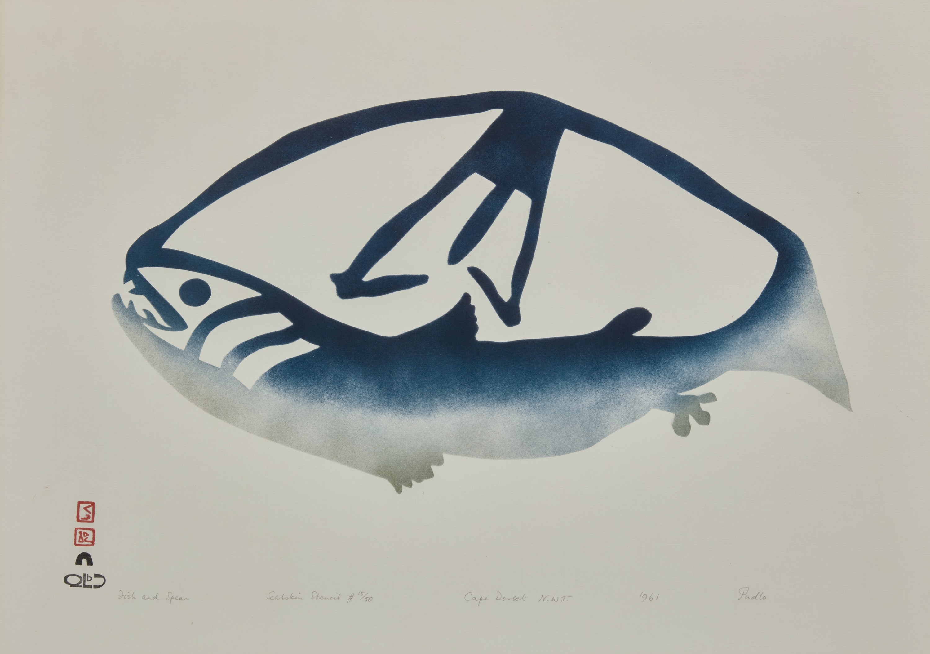 Pudlo Pudlat | Fish and Spear (1961) | MutualArt