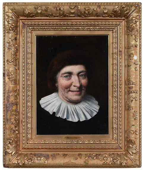 Carl Emil Rudolf Ludwig Becker | Smiling Older Woman in a Fur Trimmed ...
