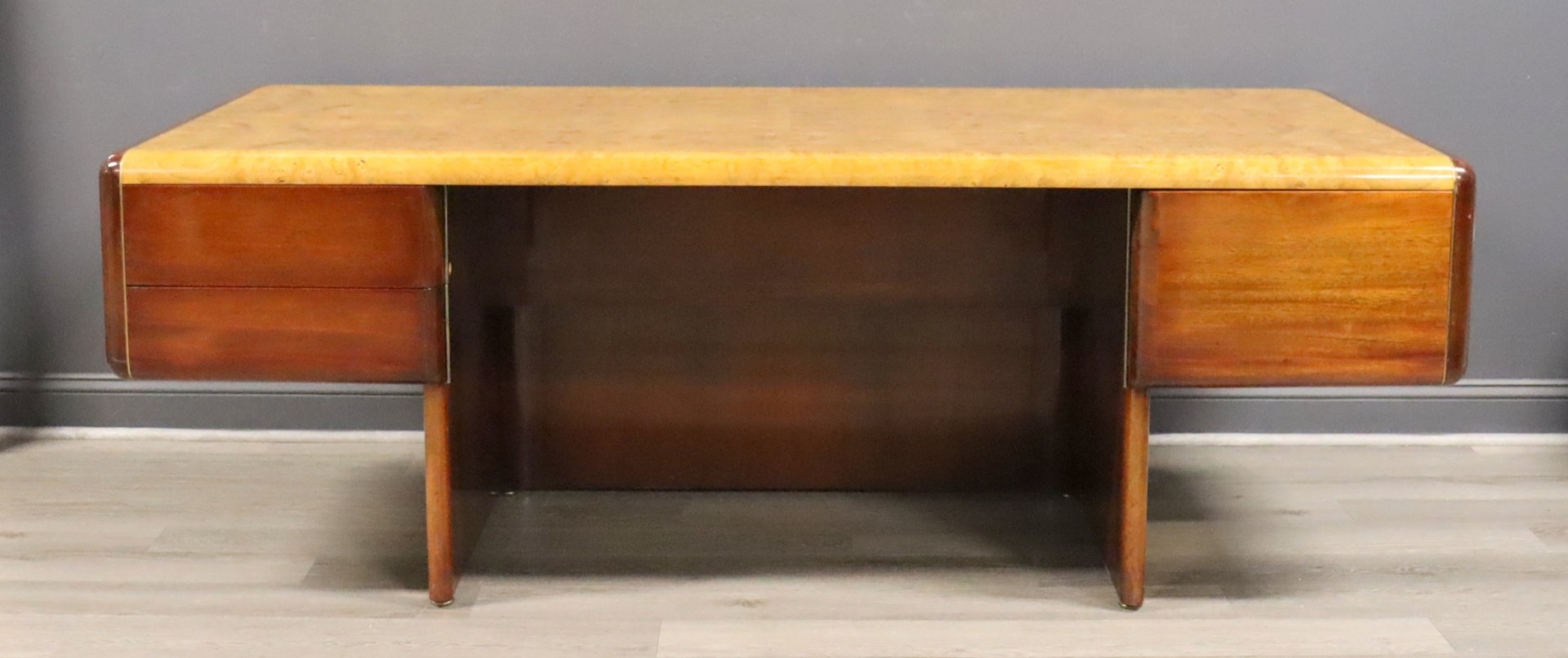 Vladimir Kagan | A fine and rare model executive desk with gilt metal ...
