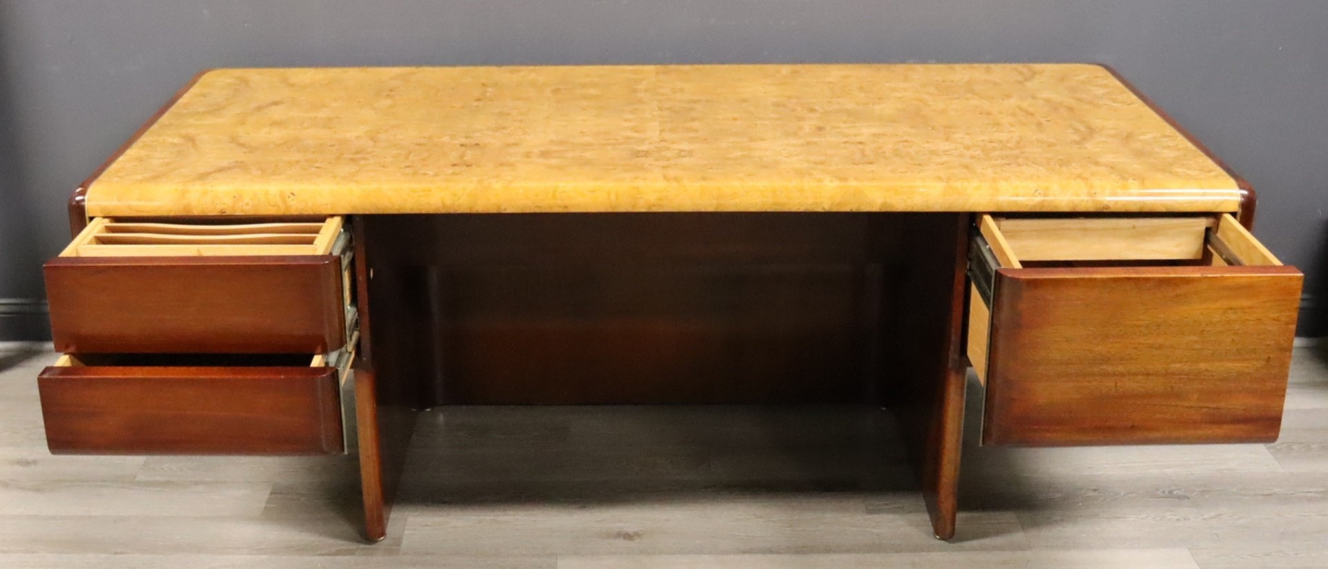 Vladimir Kagan | A fine and rare model executive desk with gilt metal ...