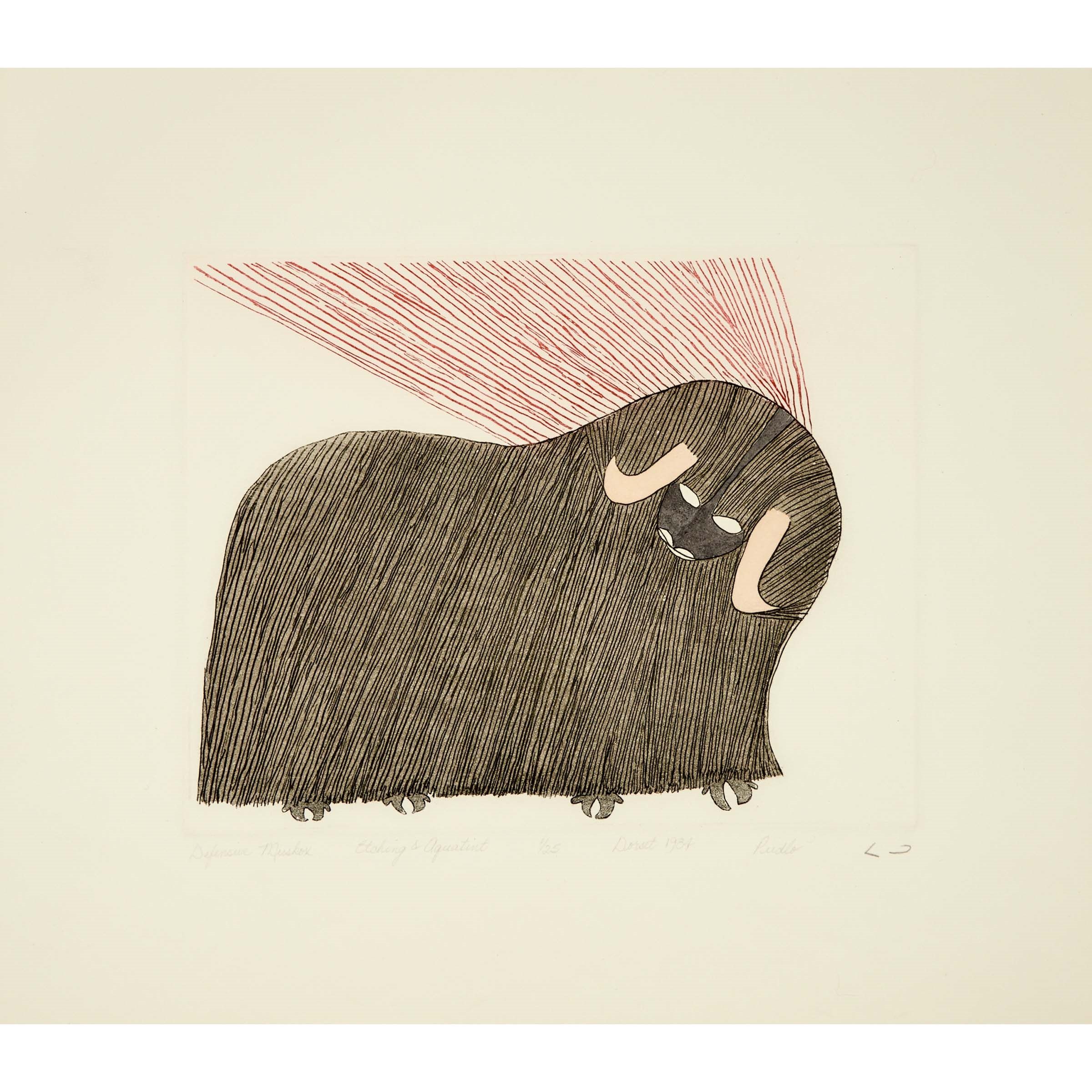 Pudlo Pudlat | DEFENSIVE MUSK OX, 1984 (1984) | MutualArt