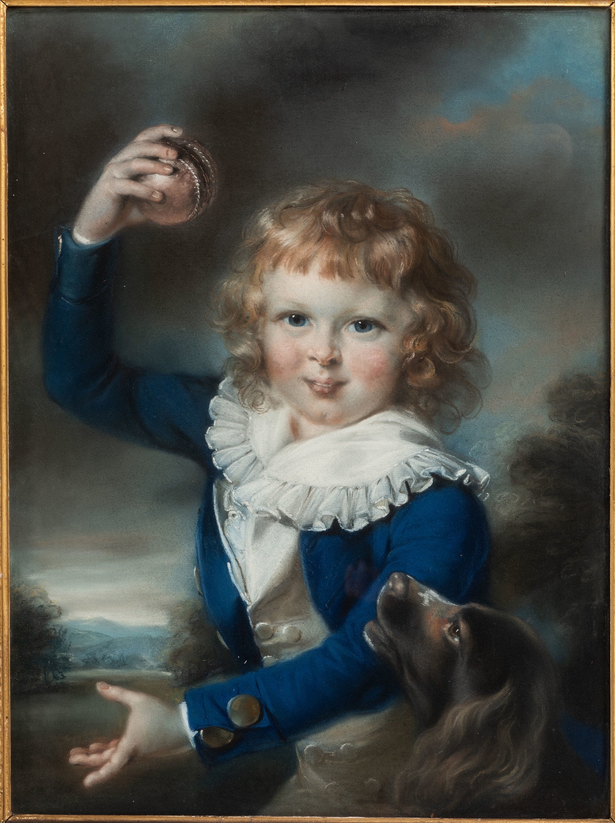 John Russell | Portrait of a Boy Playing Fetch with His Dog | MutualArt