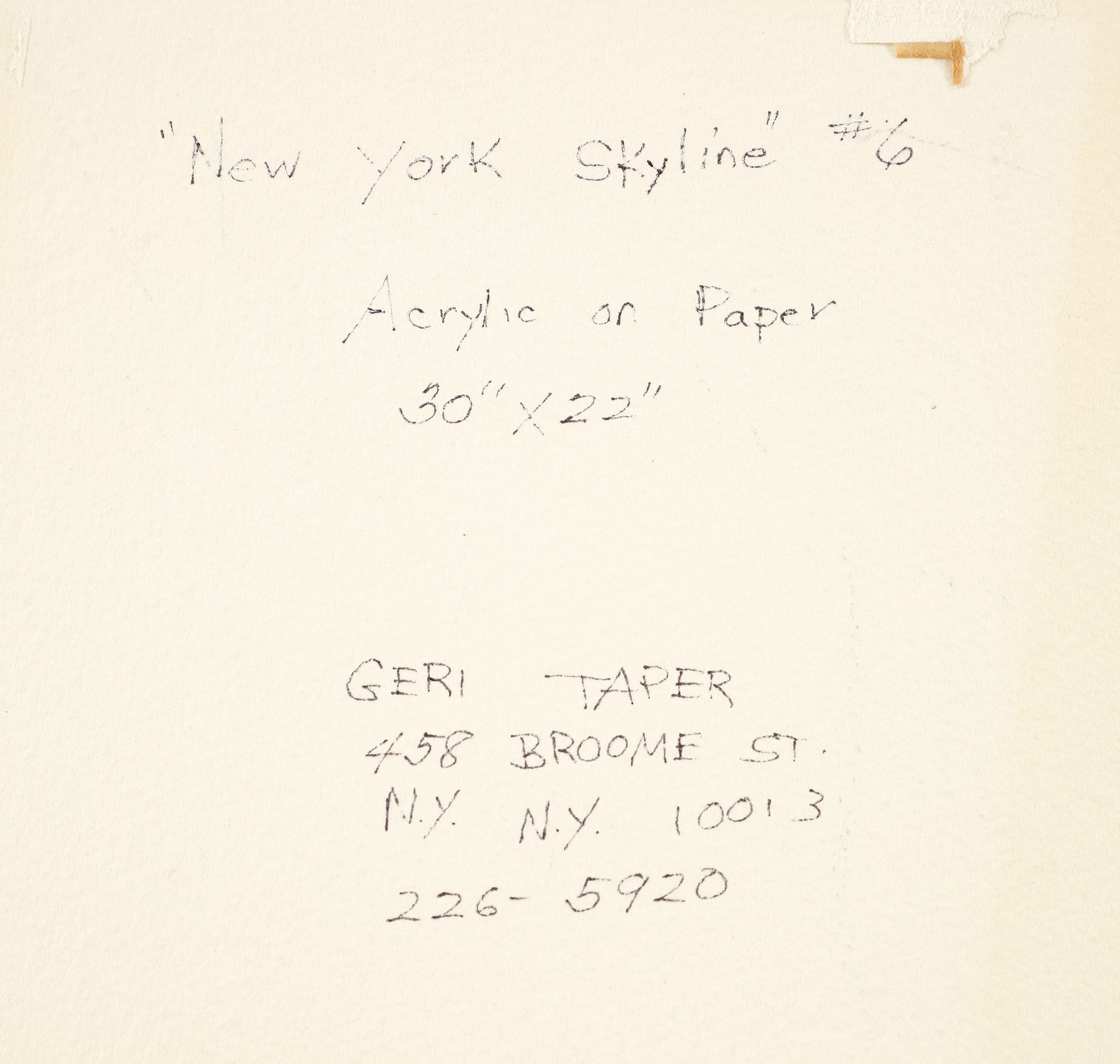 Geri Taper | Geri Taper New York Skyline #6 Acrylic Painting on Paper ...