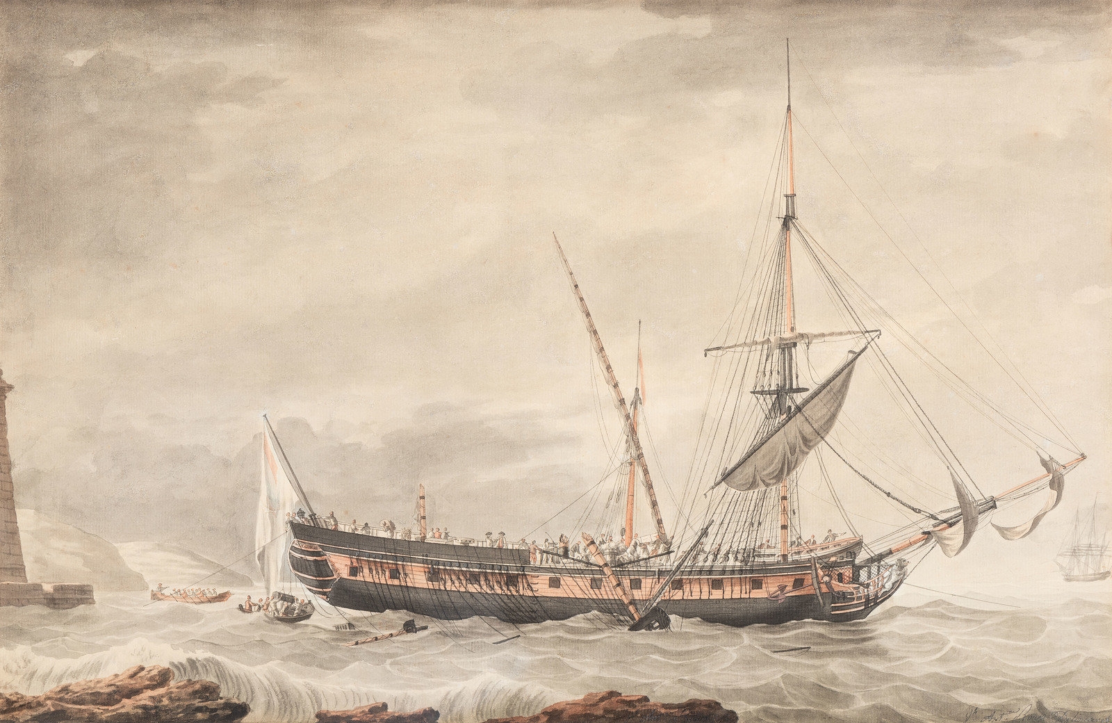 Antoine Roux | French Frigate in Distress (1791) | MutualArt