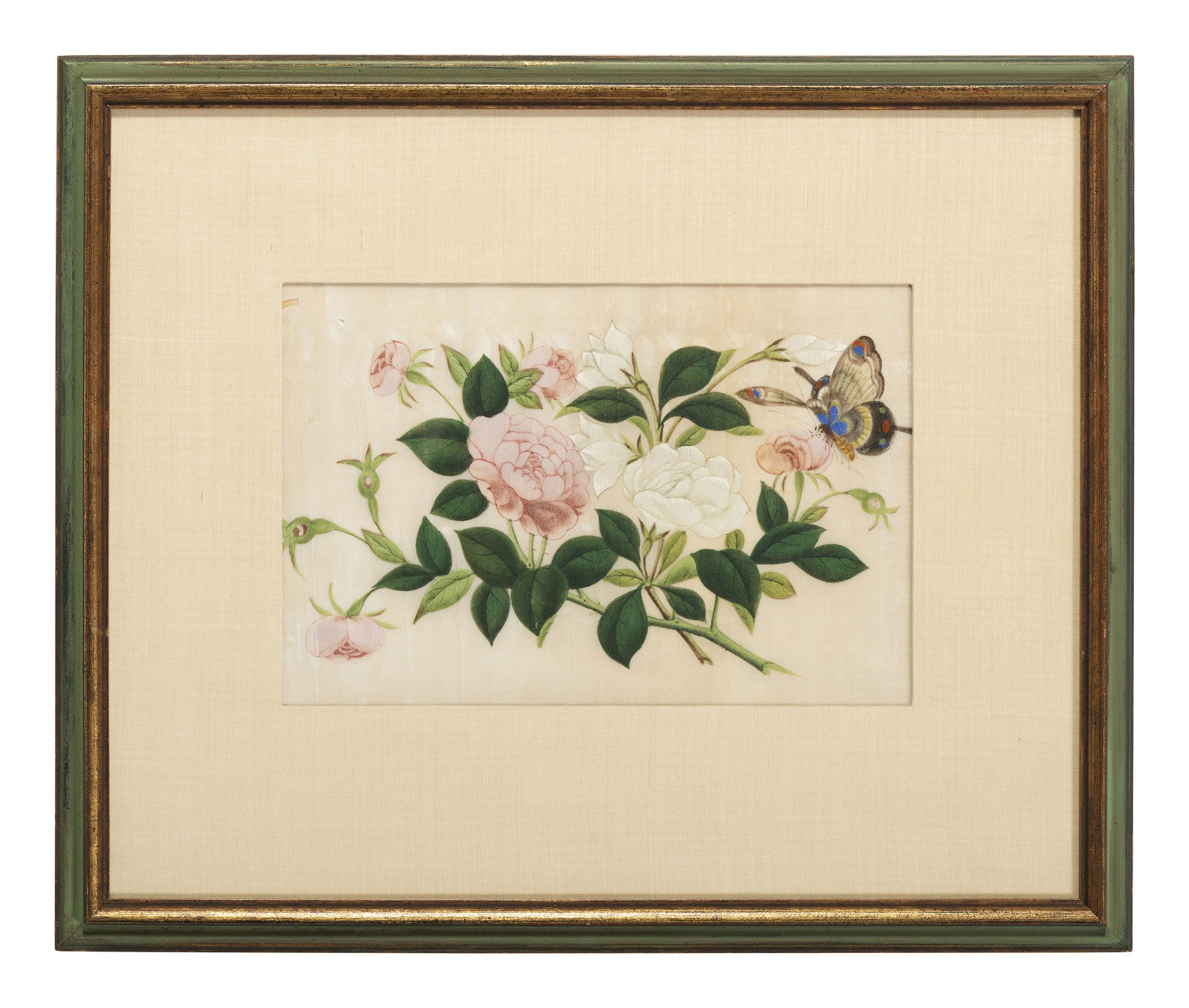Chinese Export School | Three Chinese Pith Paintings of Butterflies and ...