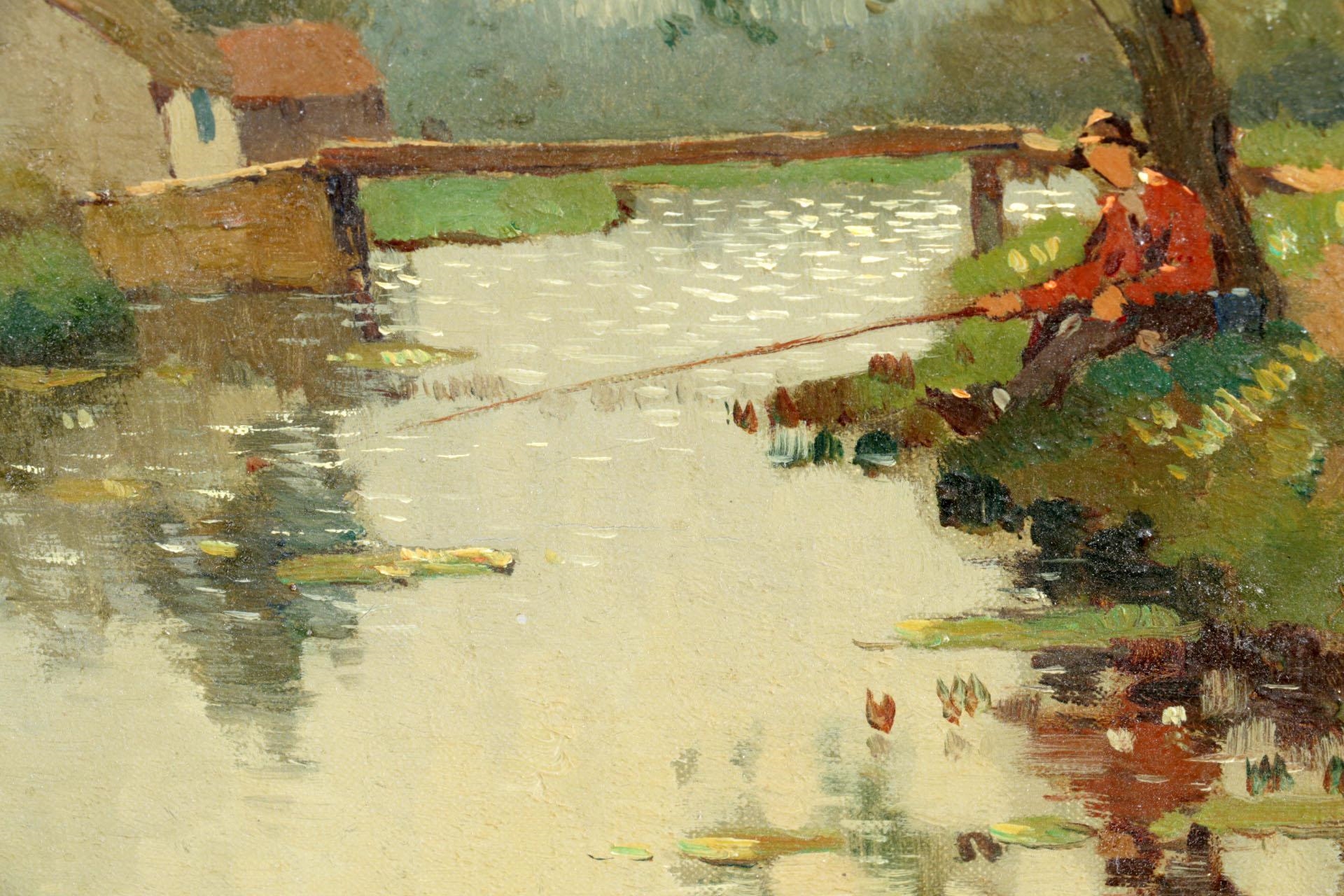 Jan Knikker | Boerderij met persoon langs het water | MutualArt