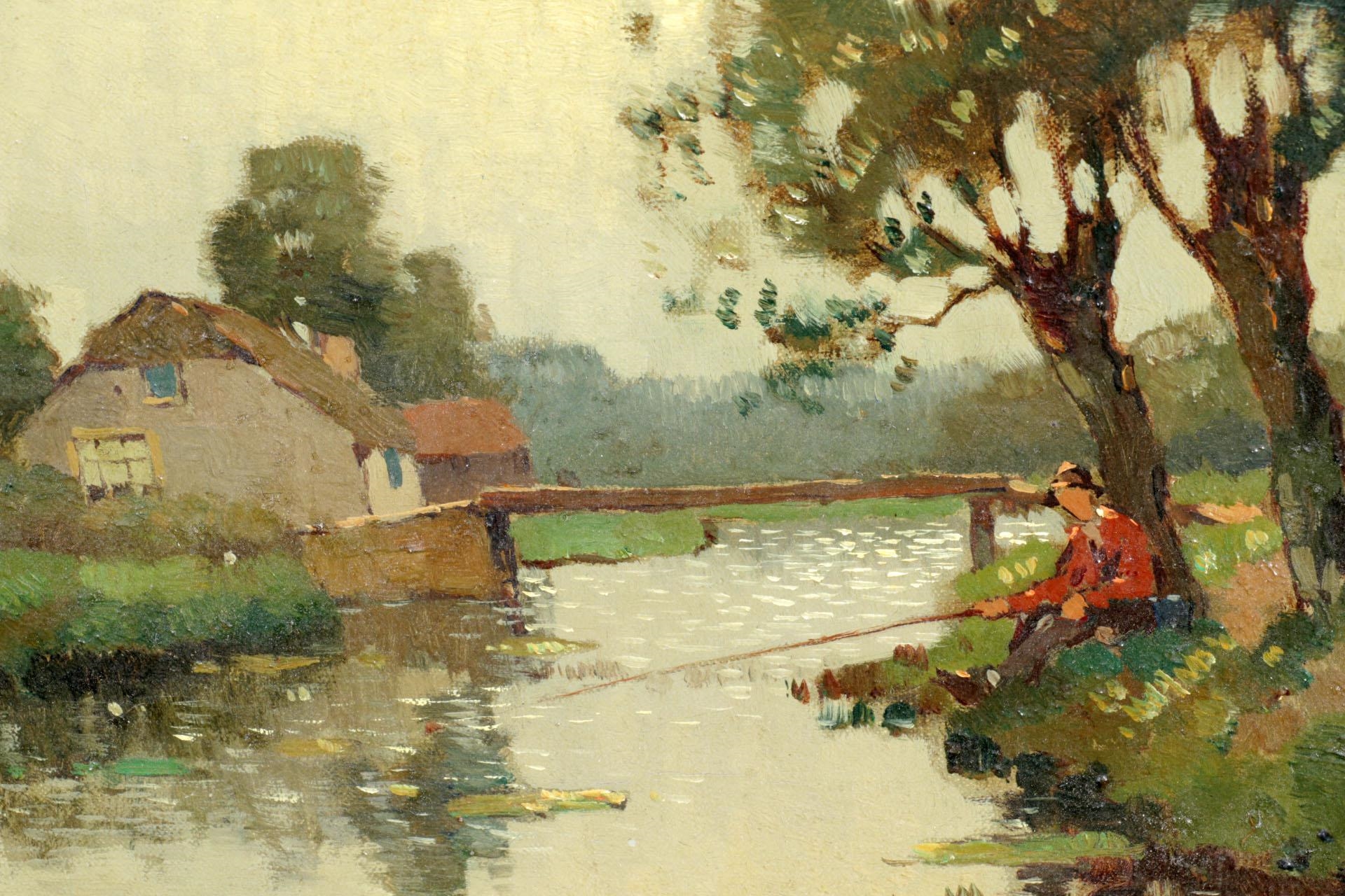 Jan Knikker | Boerderij met persoon langs het water | MutualArt