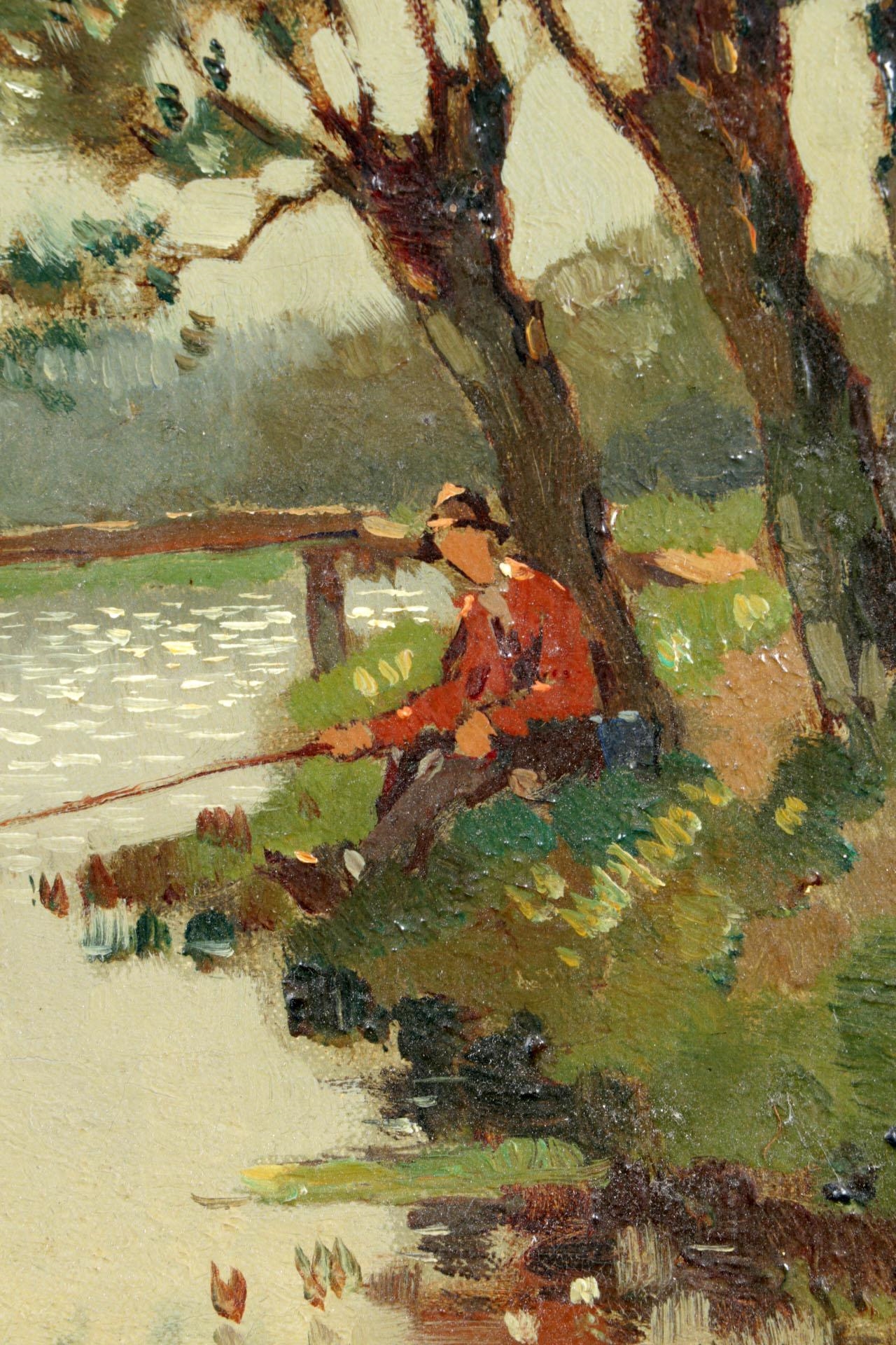 Jan Knikker | Boerderij met persoon langs het water | MutualArt