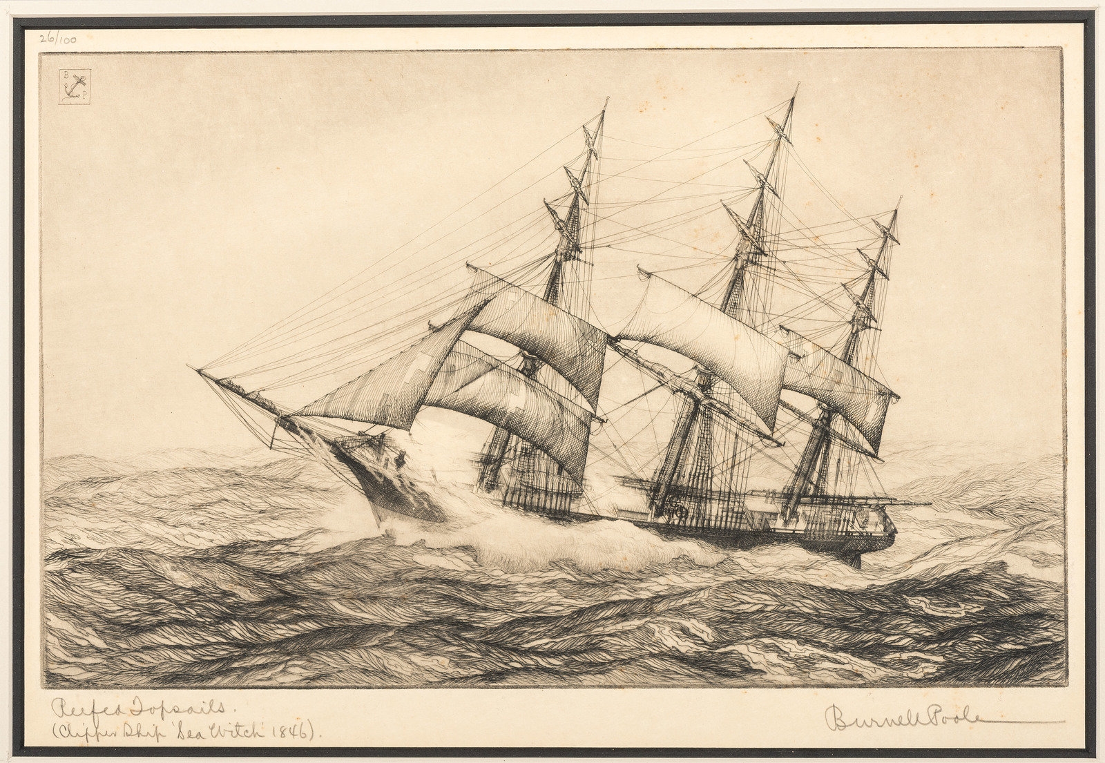 Burnell Poole | Reefed Topsails, Clipper Ship 'Sea Witch', 1846 | MutualArt