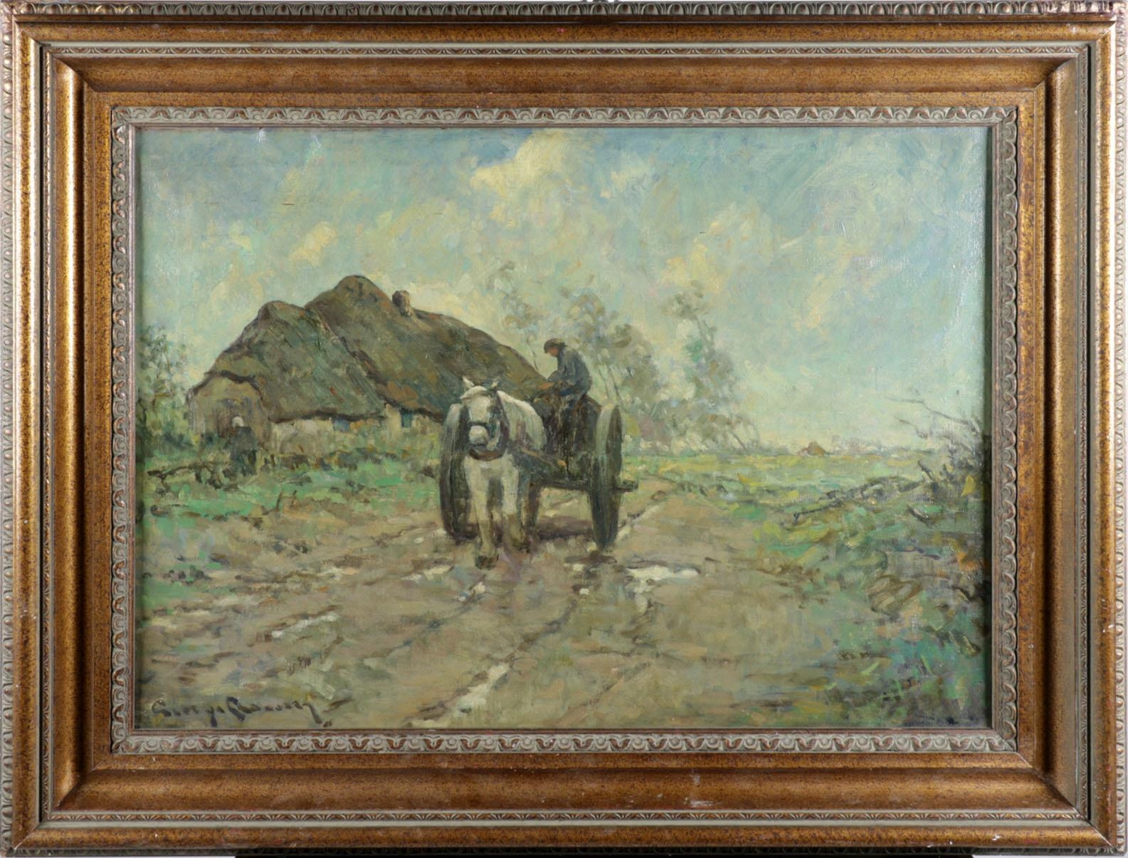 George Claessen | Drents landschap met boerenkar | MutualArt