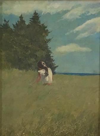 Nat Brush Lewis | Young girl playing in a field of tall grass | MutualArt