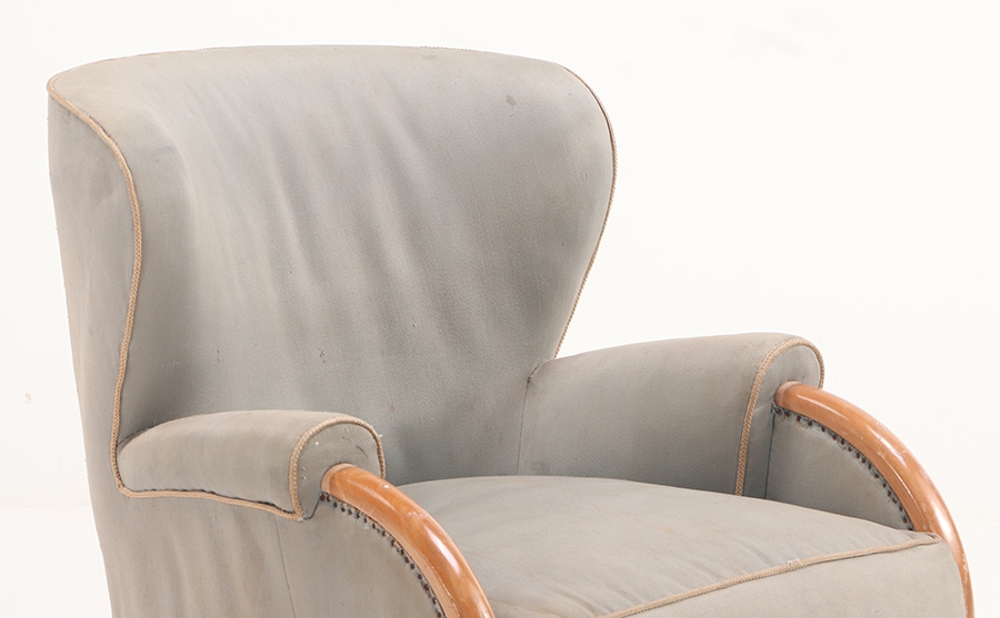 René Prou | French sycamore berger chair with rolled arms attributed to ...