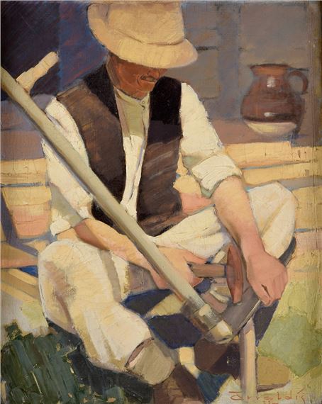 Arvaldis, Girts | Bauer mit Sense | MutualArt