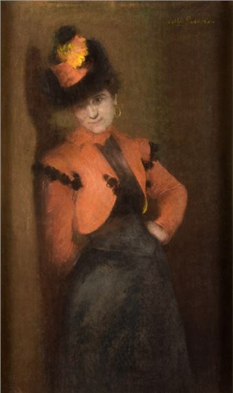 Walter Petersen | Dame in Rot. | MutualArt