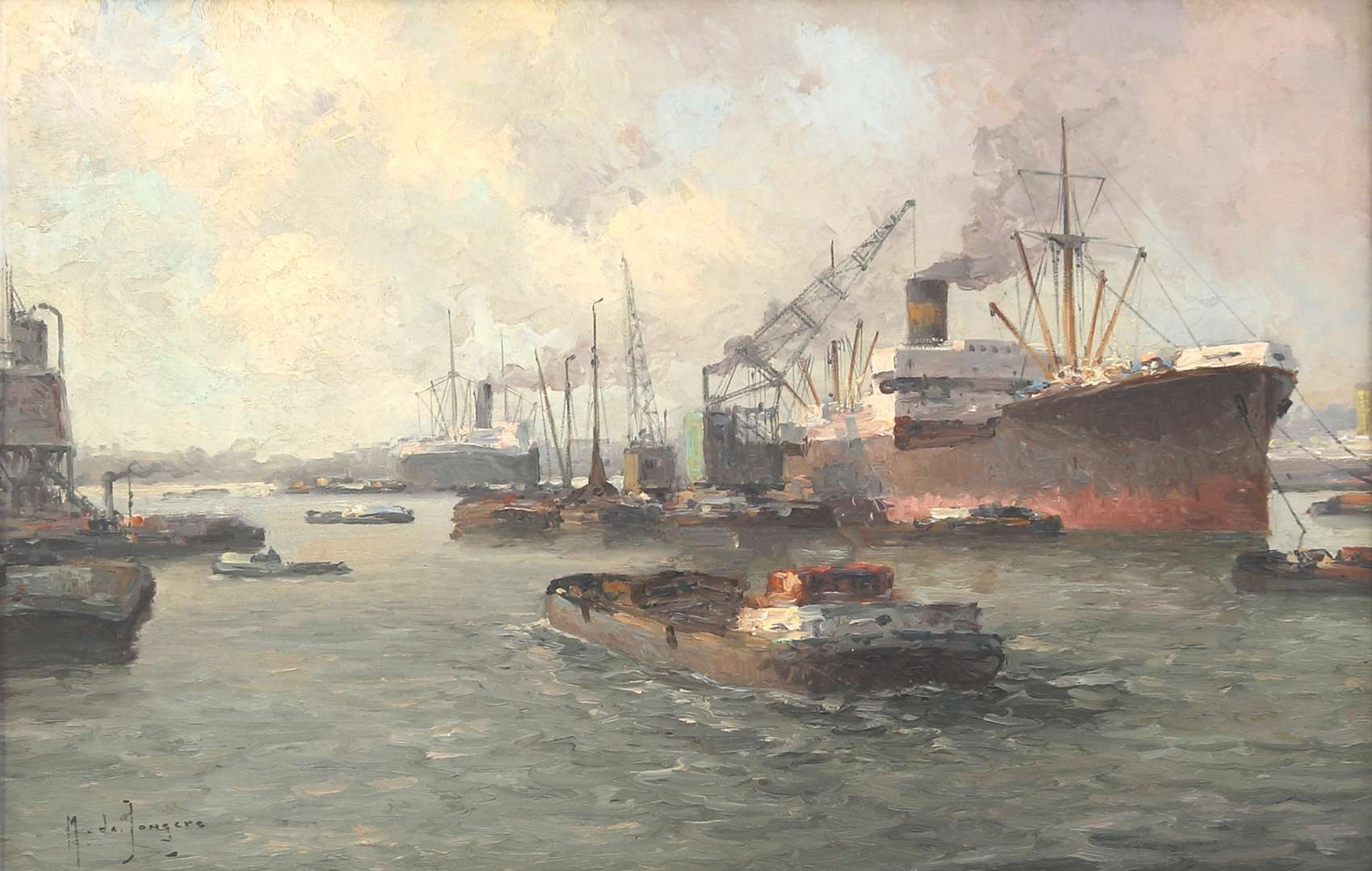Marinus Johannus Drulman | Rotterdam harbour view | MutualArt