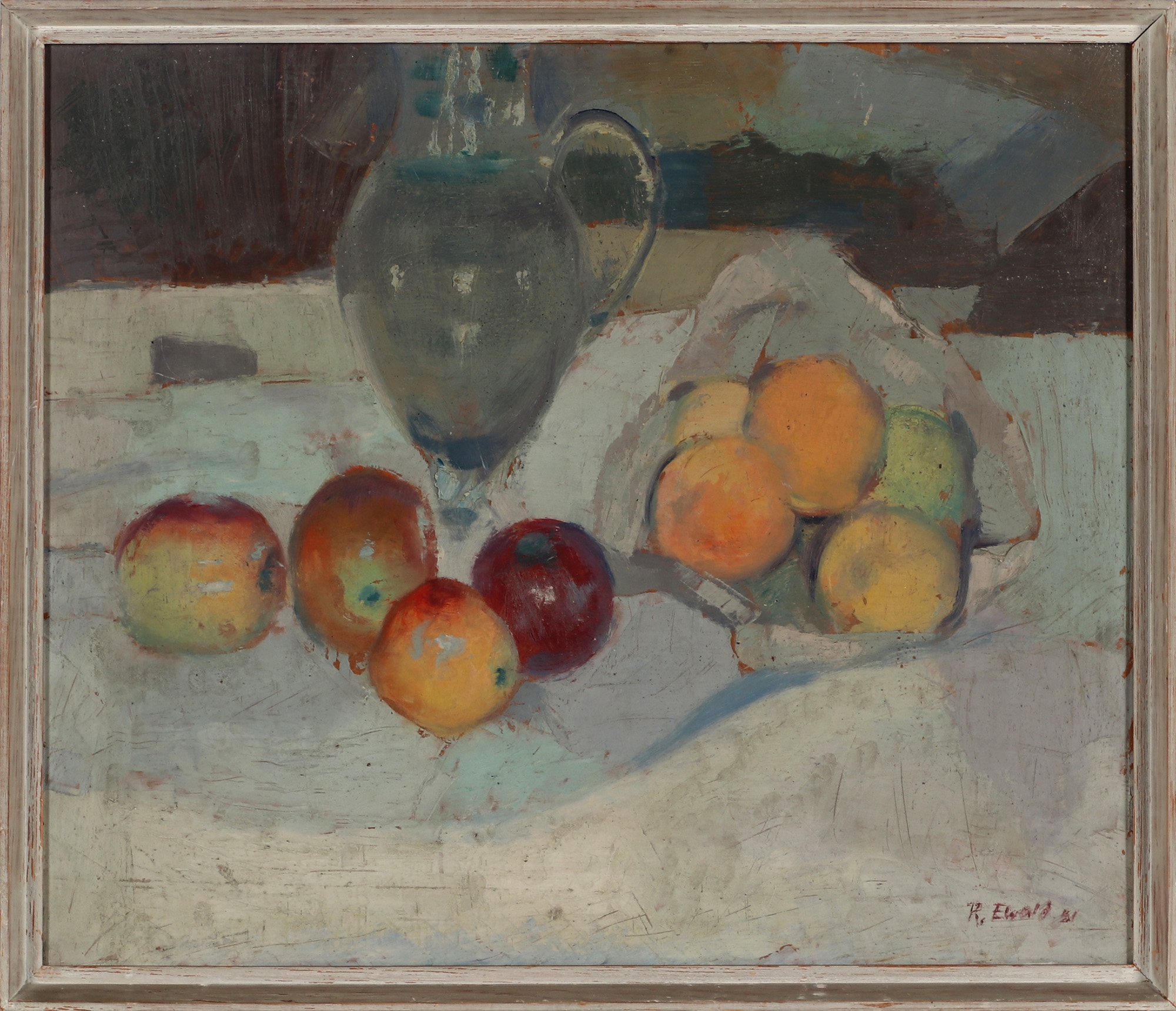 Reinhold Ewald | Stillleben mit Glaskaraffe und Früchten | MutualArt