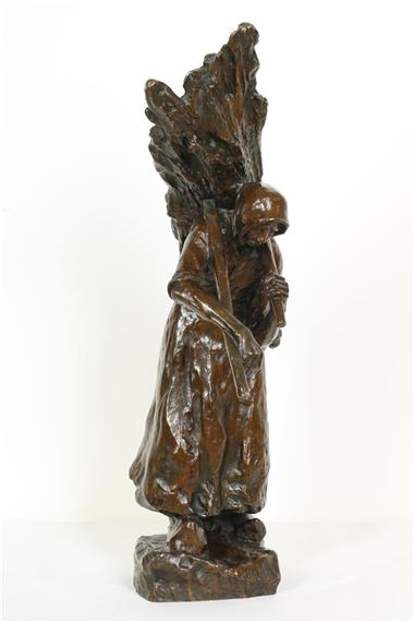Charles Van Wijk | Figure of an old farmer's wife carrying firewood ...