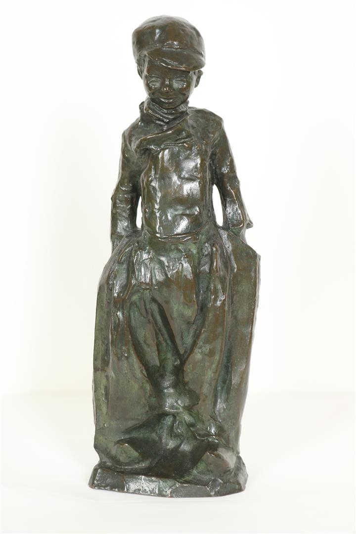 Charles Van Wijk | Figure of a Volendam fisher boy with his hands in ...