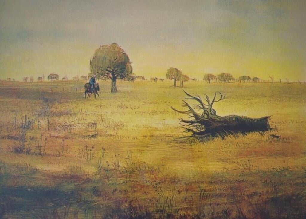 Arthur Boyd | Landscape with stockman | MutualArt