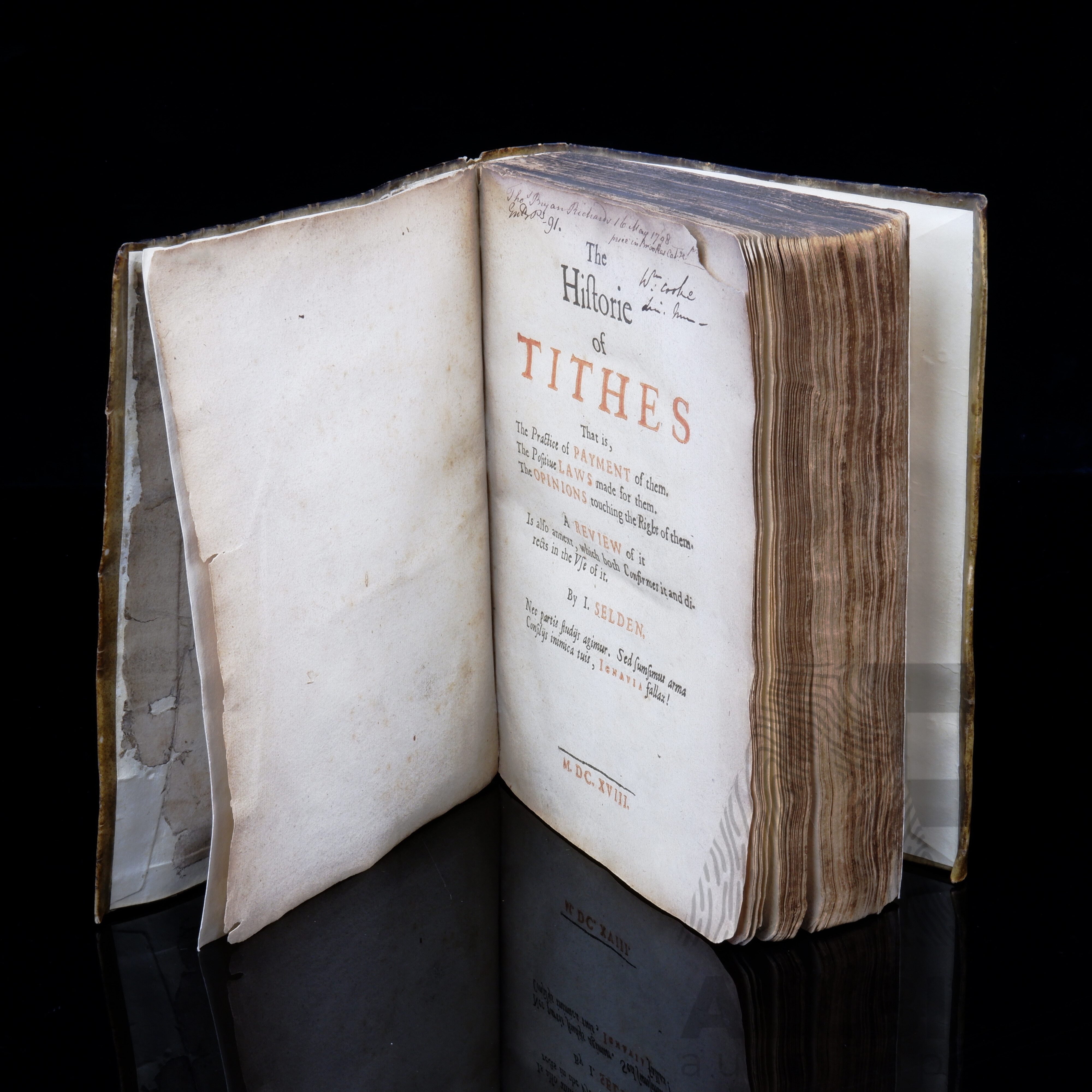 John Seldon | The Historie of Tithes (1798) | MutualArt