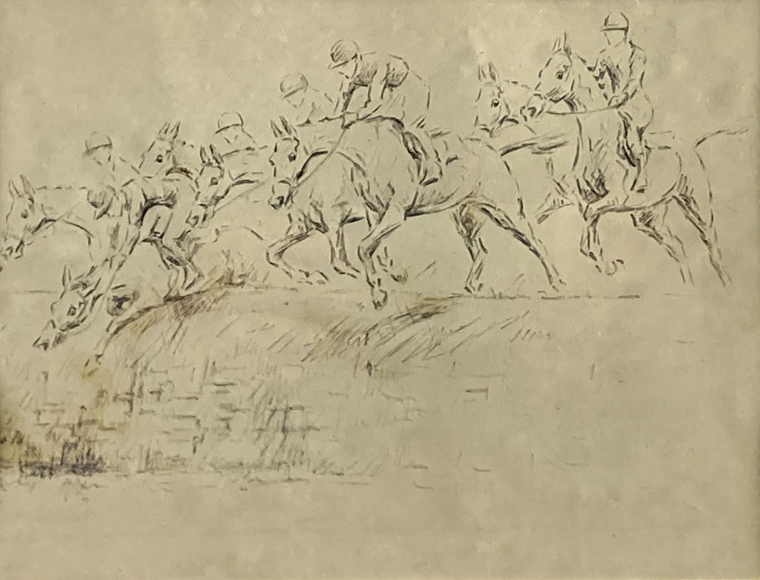 Oliver Whitmore | 'Horses Crossing a Bank at Punchestown (1950) | MutualArt