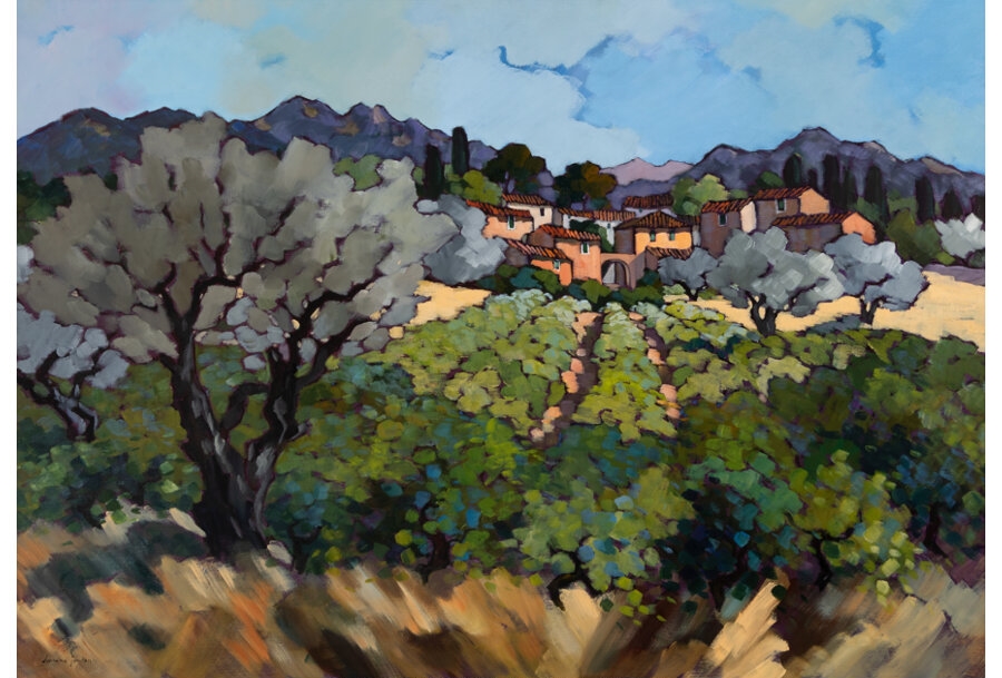 Lorraine Jordan | Landscape with hillside town | MutualArt
